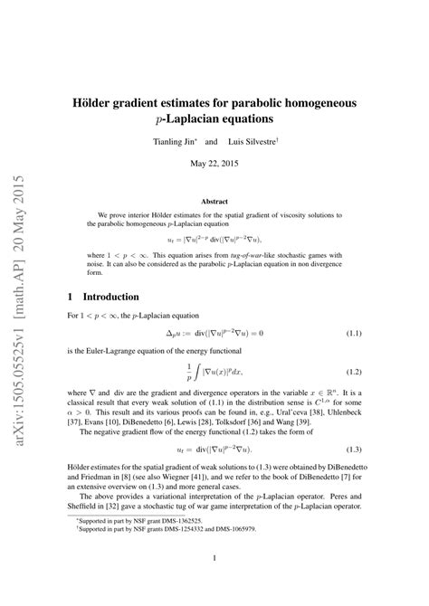 Pdf Holder Gradient Estimates For Parabolic Homogeneous P Laplacian Equations