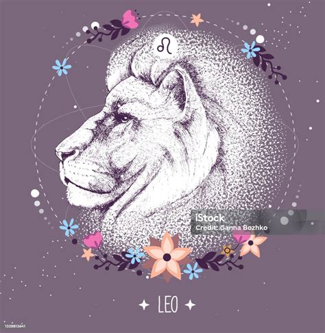 점성술 레오 조디악 기호현대 마법 마술 카드 현실적인 손 그리기 사자 머리 사자에 대한 스톡 벡터 아트 및 기타 이미지 사자 사자자리 점성술 Istock