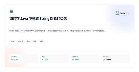 如何在 Java 中获取 String 对象的类名 Labex