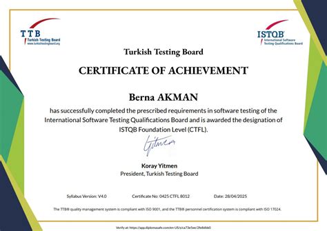 Istqb® International Software Testing Qualifications Board Tarafından Yazılım Testi Alanındaki