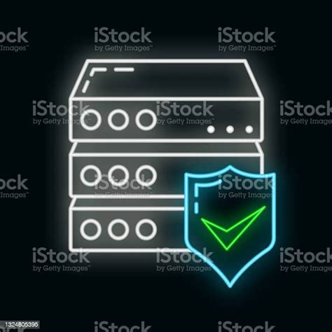 원격 컴퓨터 서버 데이터 클라우드 아이콘 은 네온 스타일을 빛 데이터베이스 스토리지 기술 개요 평면 벡터 일러스트레이션 흰색에