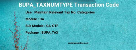 BUPA TAXNUMTYPE SAP Tcode For Maintain Relevant Tax No Categories