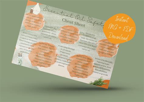 Essential Oil Safety Cheat Sheet 5x7 Instant Download And Printable