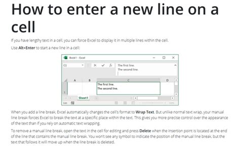 How To Enter A New Line On A Cell Microsoft Excel
