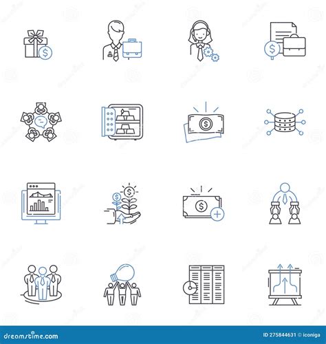 Financial Analysis Line Icons Collection Profitability Liquidity