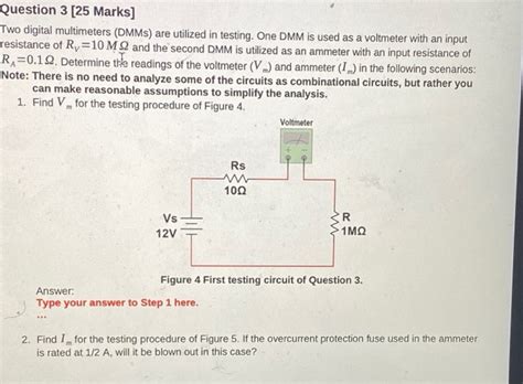 Solved Question 3 25 Marks Two Digital Multimeters Dmms