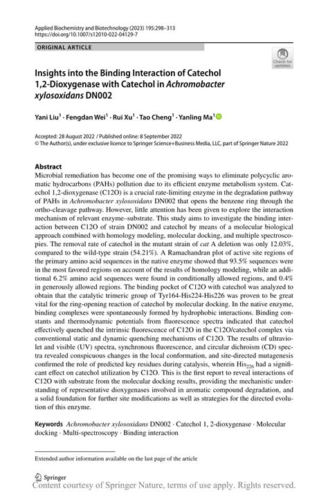 Insights Into The Binding Interaction Of Catechol 1 2 Dioxygenase With