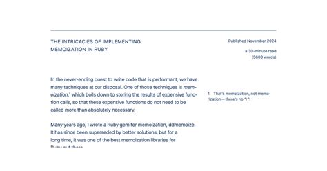 Denis Defreyne On Linkedin The Intricacies Of Implementing Memoization