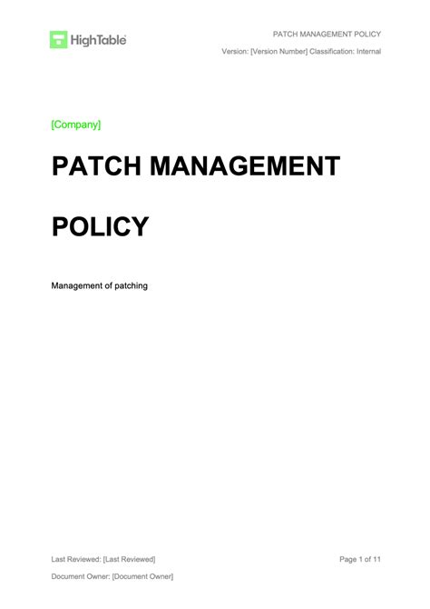 Iso 27001 2022 Patch Management Policy Template Word