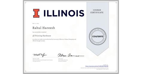 rahul hareesh on linkedin completion certificate for 3d printing hardware