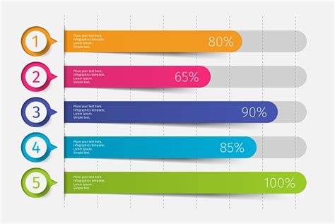 현대 다채로운 3d 차트 그래프 다이어그램 프리젠 테이션 및 차트에 대한 템플릿 인포그래픽 요소입니다 벡터 일러스트레이션 5가지 개체에 대한 스톡 벡터 아트 및 기타 이미지