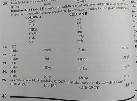 In A Certain Code India Is Coded As Ondoe Then What Is Code Of The Word