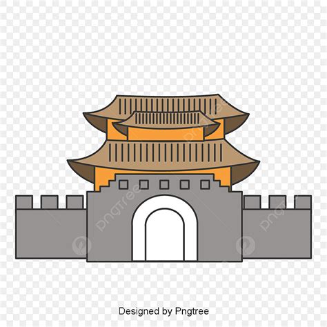 Korean Architecture Vector Png Images Korean Classical City Gate