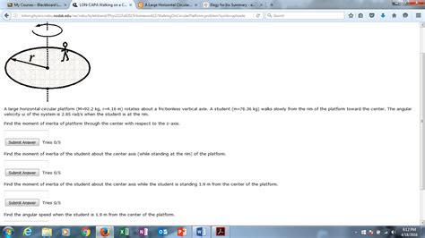 Solved A Large Horizontal Circular Platform M Kg Chegg