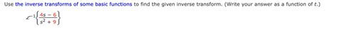 Solved Use The Inverse Transforms Of Some Basic Functions To
