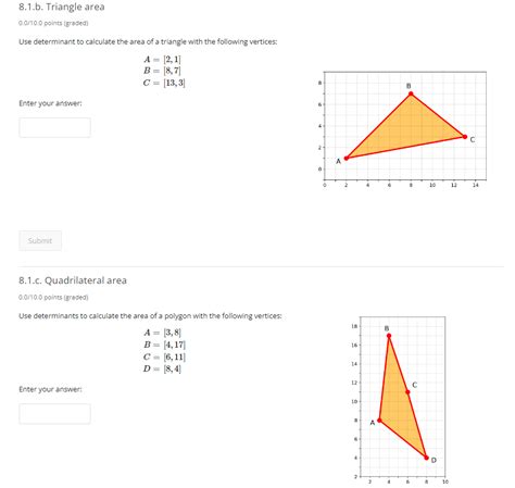 [solved] use determinant to calculate the area of a trian