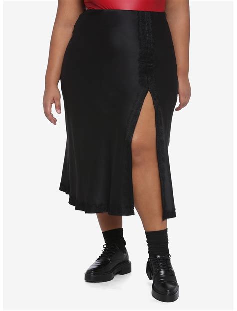 Black Satin Split Skirt Plus Size Hot Topic
