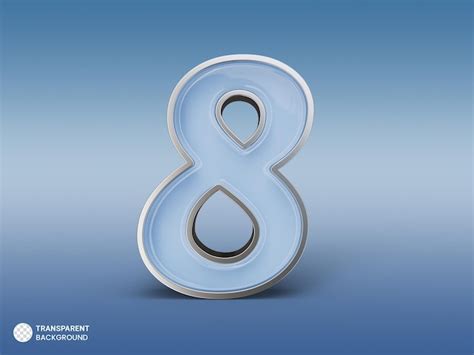 Free PSD Silver Number 8 Blue Style 3d Render