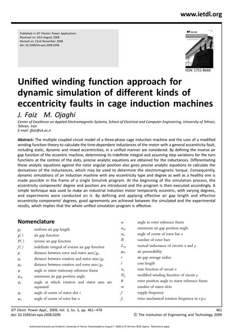 pdf unified winding function approach for dynamic simulation of