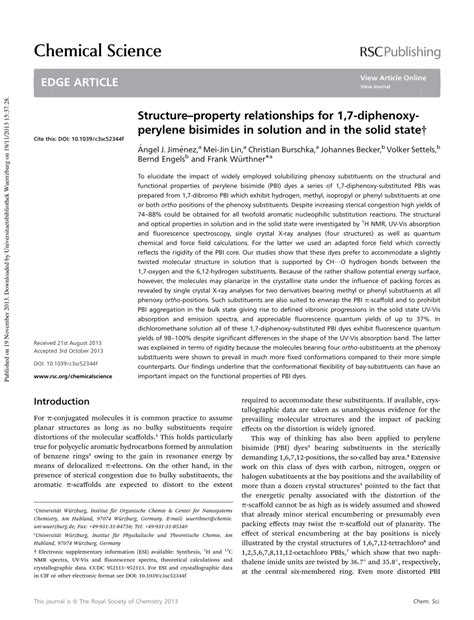 Pdf Structureproperty Relationships For 17 Diphenoxy Perylene