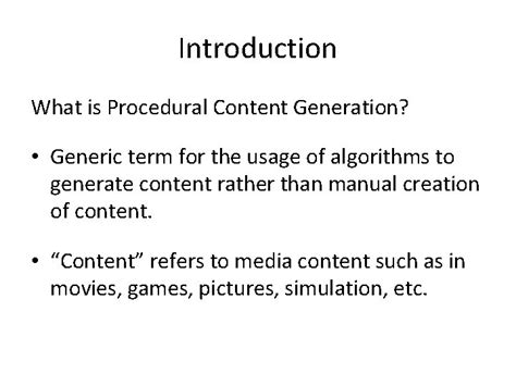 procedural content generation james grisetti overview introduction brief