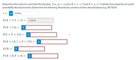 Solved Determine The Value Of C Such That The Function Chegg Com