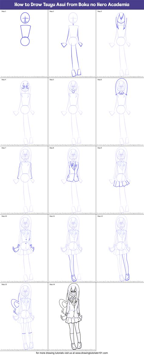 How To Draw Tsuyu Asui From Boku No Hero Academia Boku No Hero Academia Step By Step
