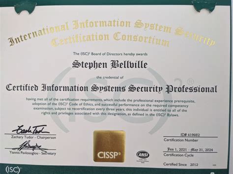 Stephen Bellville Cissp Grcp On Linkedin Received My Updated Cissp Certificate Today I Cant