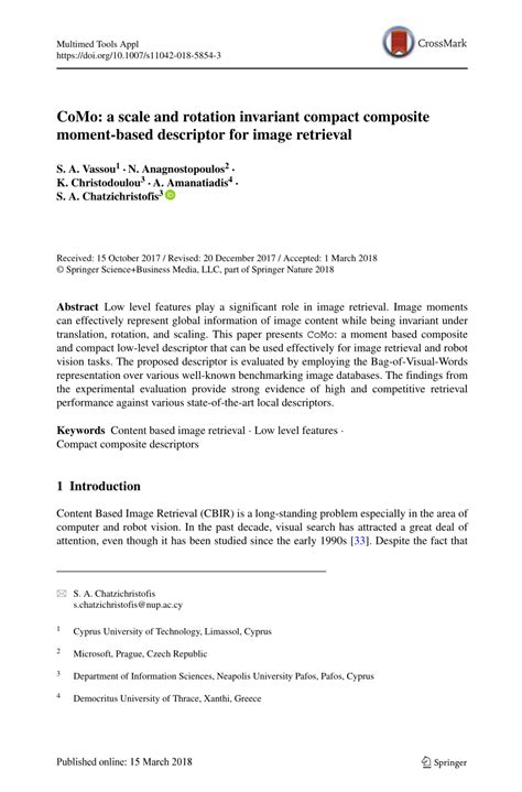 Pdf Como A Scale And Rotation Invariant Compact Composite Moment Based Descriptor For Image