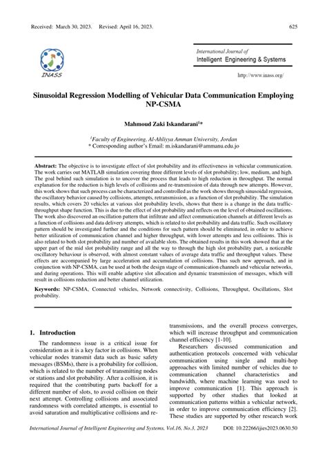 Pdf Sinusoidal Regression Modelling Of Vehicular Data Communication Employing Np Csma