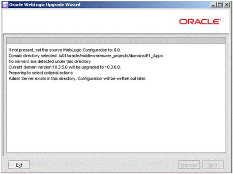 Running Oui To Upgrade An Existing Oracle Weblogic Server To 1036