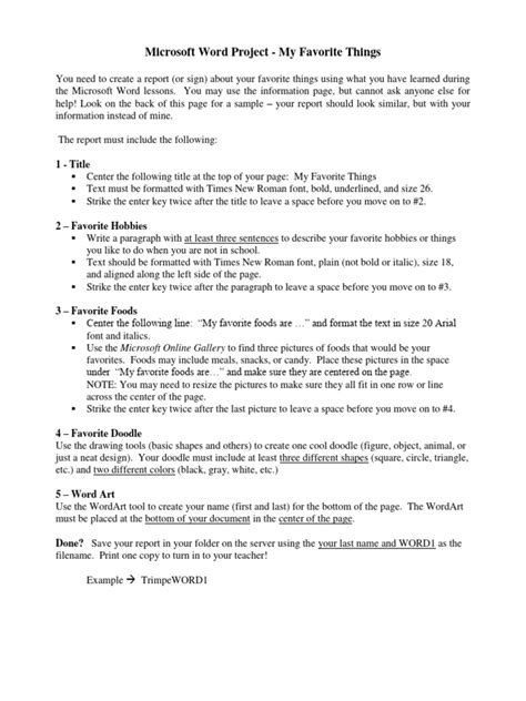 Wordbasicsproject Pdf Microsoft Word Software