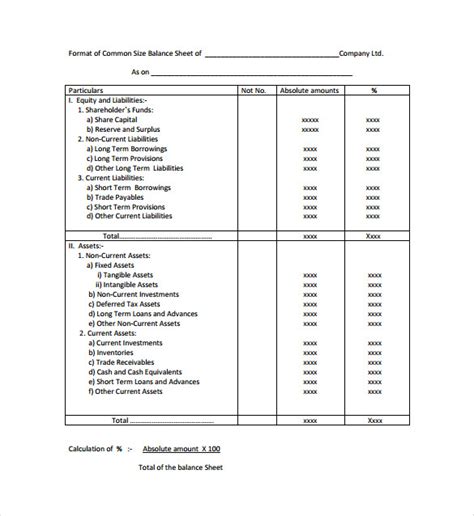 Balance Sheet Template 16 Free Sample Example Format Download