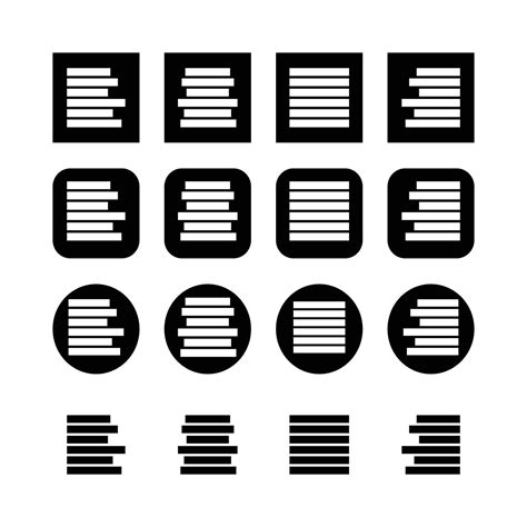 Collection Of Black And White Text Alignment Icons For User Interface