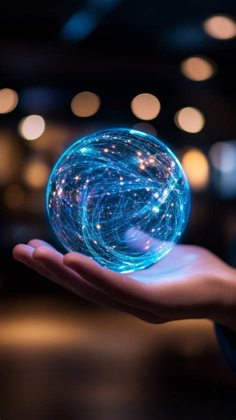A Glowing Blue Orb Rests On A Person S Open Palm Radiating Swirling