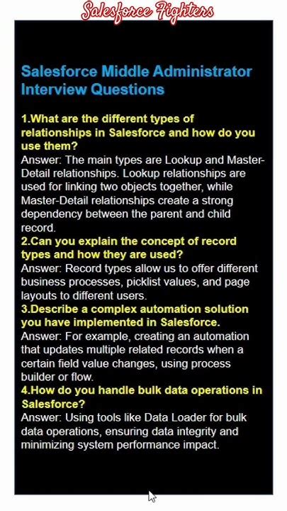 Salesforce Middle Admin Interview Questions Salesforcefighters Salesforce Youtube