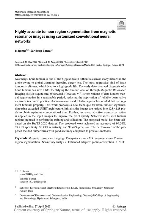Highly Accurate Tumour Region Segmentation From Magnetic Resonance Images Using Customized
