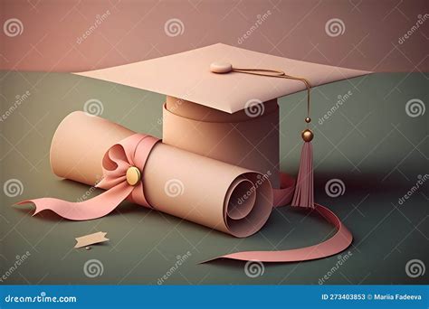 Graduation Cap On A Pink Background With Space For Text With Generative Ai Tehnology Stock