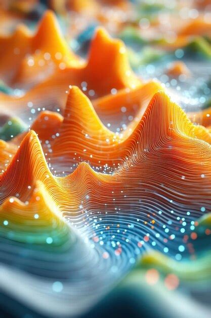 Abstract Digital Landscape With Colorful Peaks And Data Points Representing Technology And