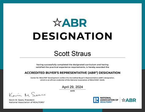 For Immediate Release Scott Straus Attains Accredited Buyers Representative Designation