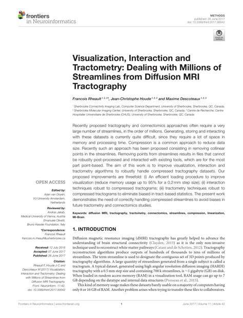 Pdf Visualization Interaction And Tractometry Dealing With Millions