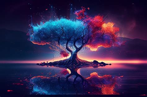 나무가 있는 번개 폭풍과 생성 Ai가 있는 번개 사진 무료 다운로드 Lovepik