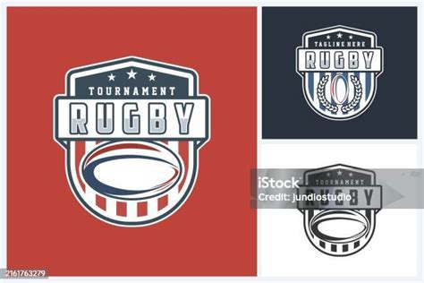 럭비 아이콘 스포츠 배지 벡터 일러스트 레이 션 럭비 클럽 아이콘 템플릿 엠블럼 스타일 럭비 상징 벡터 일러스트 레이 션 Championship에 대한 스톡 벡터 아트 및