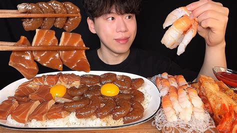 Sub 🍤간장새우장 연어장 덮밥 And 제주딱새우회 먹방 Asmr 오늘은 밥도둑 해산물 특집 내 밥 어디갔어요 달달하고 짭조롬해서 밥 두공기는 뚝딱🍚🍚 Youtube