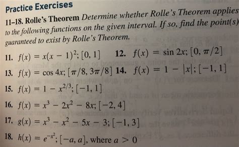 Solved Practice Exercises 11 18 Rolles Theorem Determine