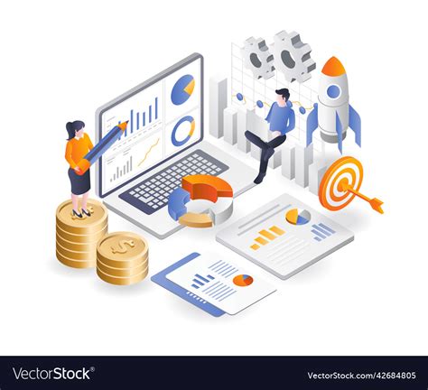 Concept Flat Isometric Man Learning Investment Vector Image