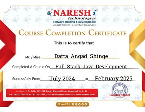 Javadevelopment Coursecompletion Skillupgrade Careergrowth Datta