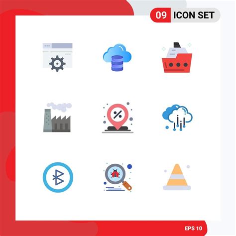 Group Of 9 Modern Flat Colors Set For Center Production Cruise