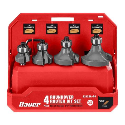 Roundover Router Bit Set 4 Piece