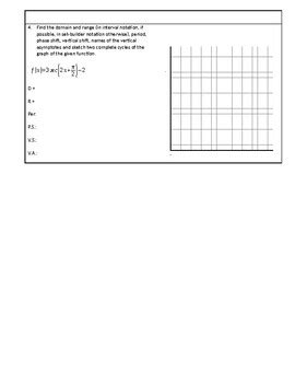 Graphs Of Trigonometric Functions Learning Target Quiz TpT